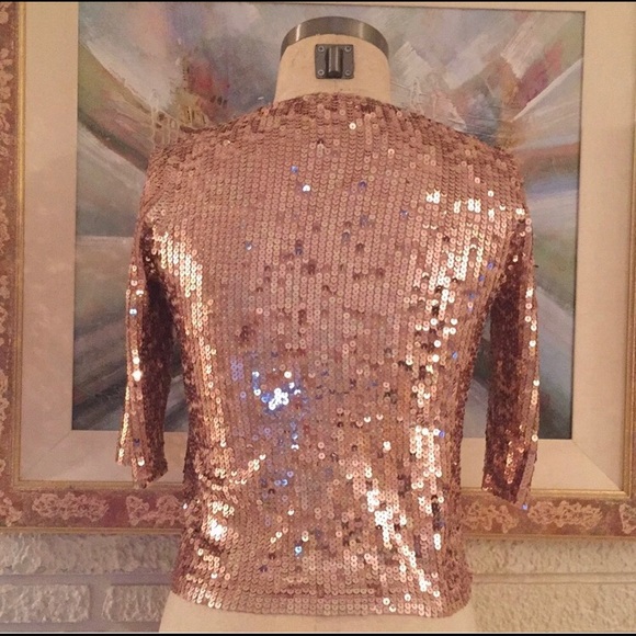 Boston Proper | Sweaters | Boston Proper Rosegold Sequin Cardigan Szs ...